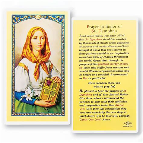 Laminated Holy Card Saint Dymphna Ewtn Religious Catalogue