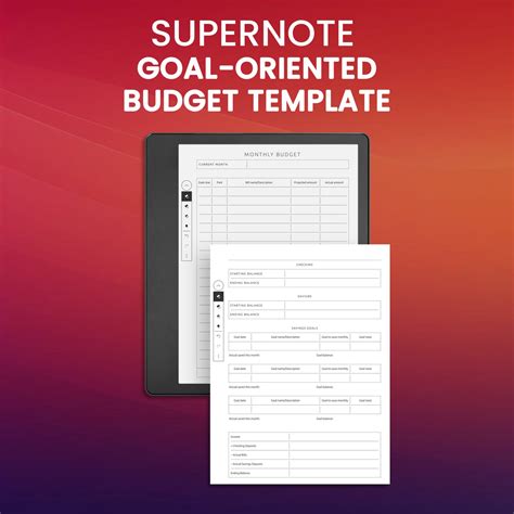 Supernote Goal Oriented Budget Template Planner Template Creativerino