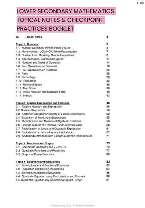 Sec 1 Sec 2 Lower Secondary Mathematics Booster Bundle Comprehensive Topical Notes