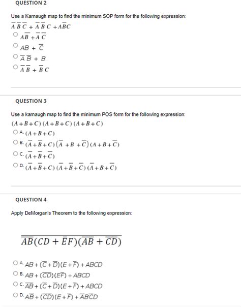 Solved Question 2 Use A Karnaugh Map To Find The Minimum Sop