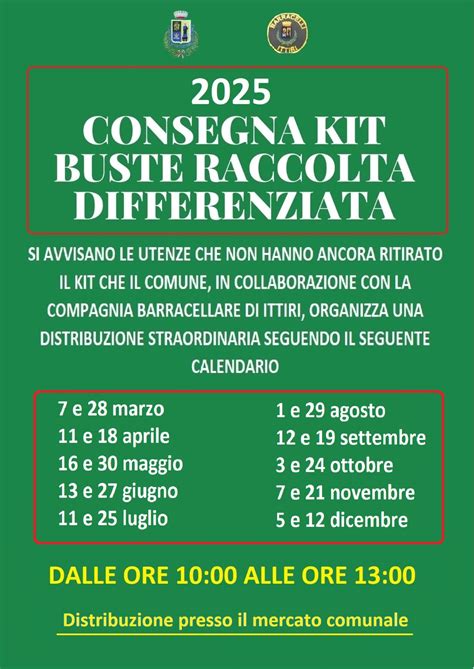 Consegna KIT BUSTE RACCOLTA DIFFERENZIATA Comune Di Ittiri