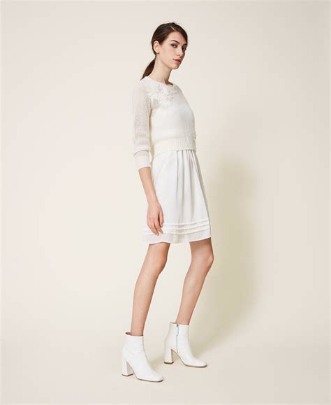 Slip Dress And Mohair Jumper Woman White Twinset Milano