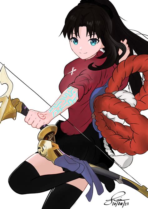 Tohsaka Yoimiya Genshin Impact X Fate Stay Night Crossover Art By Ayo