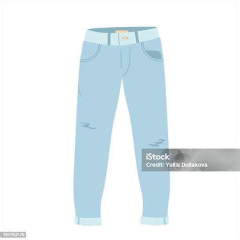 Illustration Denim Jeans Pants Front View Jeans Vector Icon Cartoon