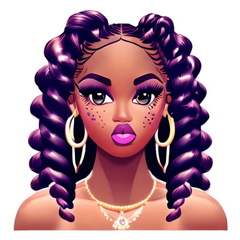 Cocoa Skin Rapper Female With Beautiful Makeup And Long Hair · Creative