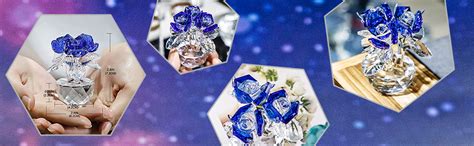 Amazon H D HYALINE DORA Blue Crystal Rose Flowers Figurines