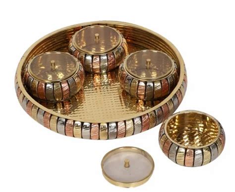 Unique Brown Brass Multipurpose Box Set For Storage Round At ₹ 3999