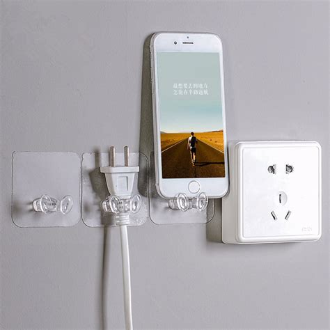 3入創意透明無痕插頭掛勾 電源線掛勾 電源插頭掛勾 手機充電架居家收納用品批發百貨用品批發百貨禮品批發專家 超級好批發商城