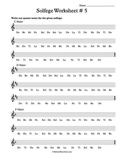 Free Advanced Solfege Worksheets Michael Kravchuk