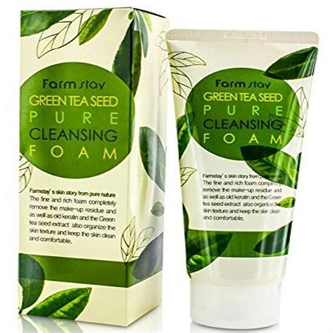 კორეული ბრენდის სახის დასაბანი ქაფი Farmstay Green Tea Seed Pure Cleansing Foam მწვანე ჩაის