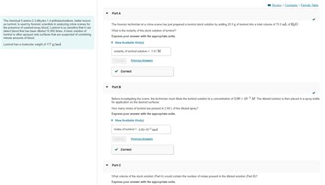Solved Part C What Volume Of The Stock Solution Part A Chegg