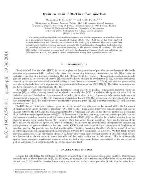 Pdf Dynamical Casimir Effect In Curved Spacetime