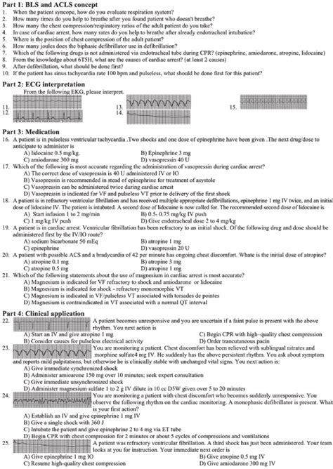 ACLS Test Modified From Advanced Cardiovascular Life Support 2005 Download Scientific Diagram