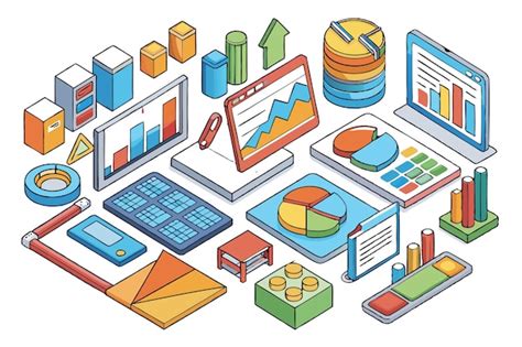 Isometric Illustration Of Data Analysis Icons Premium Ai Generated Vector