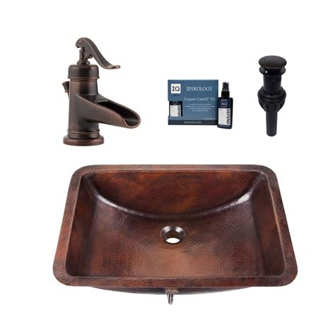 Sinkology Curie All In One Undermount Copper Bath Sink Design Kit With