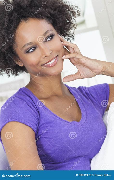 Happy Mixed Race African American Girl Stock Image Image Of Curly