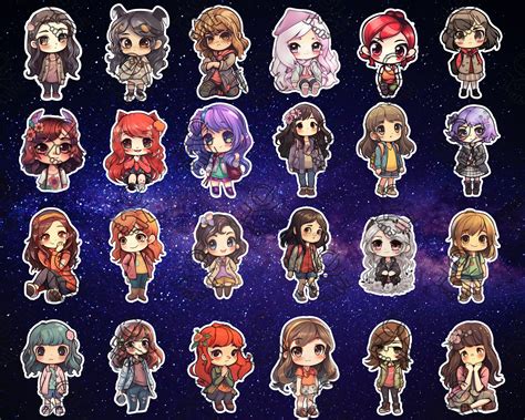 Cute Chibi Girl Sticker Bundle Kawaii Anime Sticker Sheet Etsy