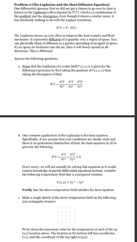 Solved Problem 2 The Laplacian And The Heat Diffusion