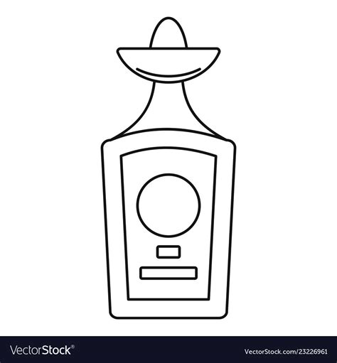 Tequila Bottle Icon Outline Style Royalty Free Vector Image