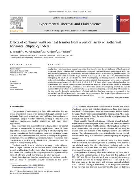 Pdf Effects Of Confining Walls On Heat Transfer From A Vertical Array