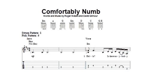 Comfortably Numb Easy Guitar Tab Print Sheet Music Now