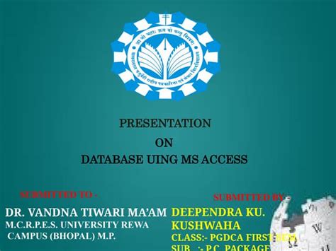 Presentation On Database Using Ms Access Pptx
