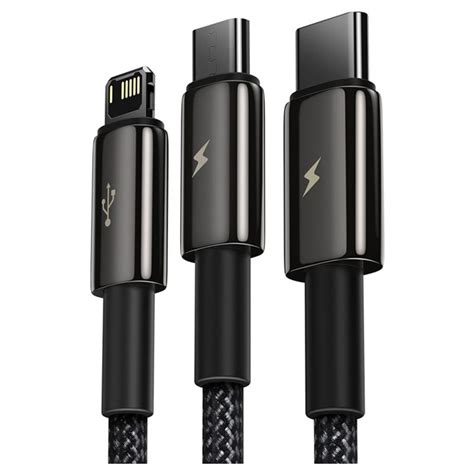 Baseus Tungsten Gold 3 In 1 Fast Charging Data Cable Xclusive