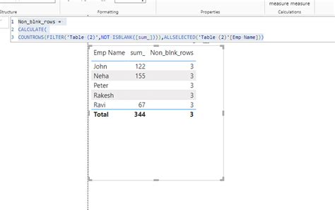 how to find count of non blank rows based on a cal microsoft