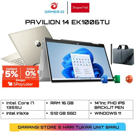 Jual Hp Pavilion X360 14 Ek1006tu Intel Core I7 1355u 16gb 512gb Ssd