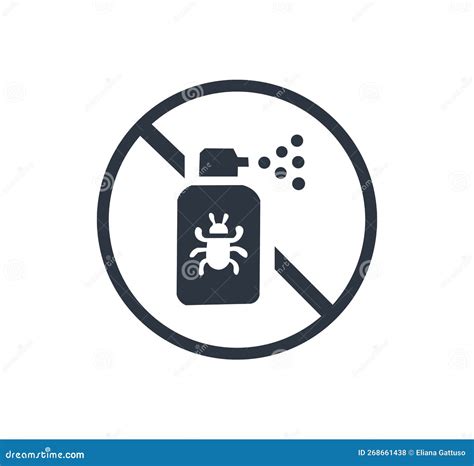 Monochromatic Pesticides Free Icon With Aerosol Spray Stock Vector