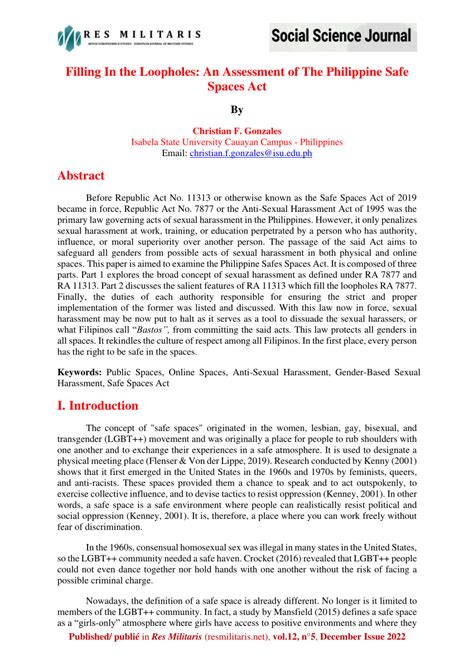 Pdf Filling In The Loopholes An Assessment Of The Philippine Safe