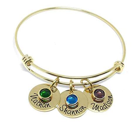 Gold Personalized Adjustable Charm Bangle Bracelet Name