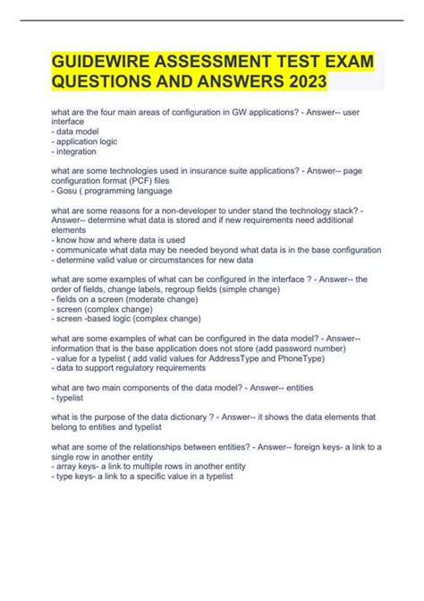 Guidewire Assessment Test Exam Questions And Answers 2023 Wire