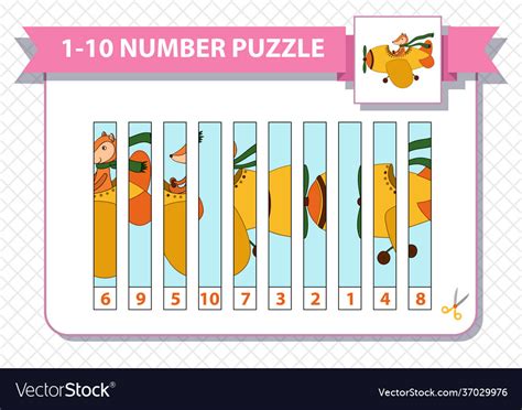 Counting Number Puzzle From 1 To 10 Cut Royalty Free Vector