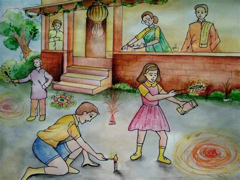 Memory Drawing Diwali Drawing Oil Pastel Drawings Easy Art Drawings