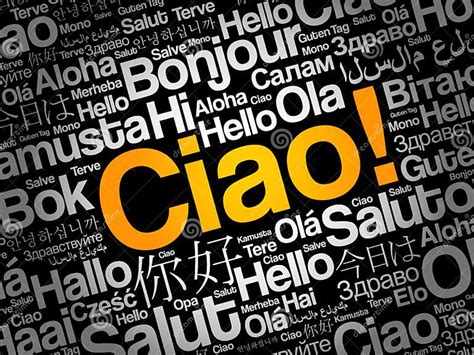 Ciao Hello Greeting In Italian Word Cloud Stock Illustration
