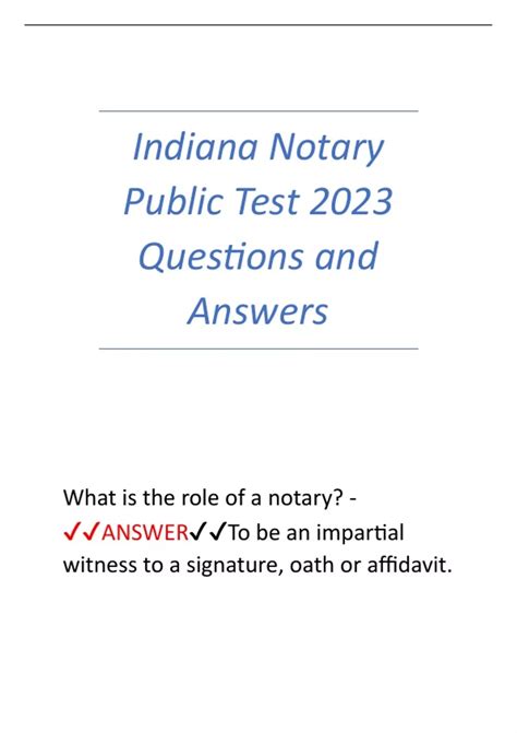 Indiana Notary Public Test 2023 Questions And Answers CBIS EXA