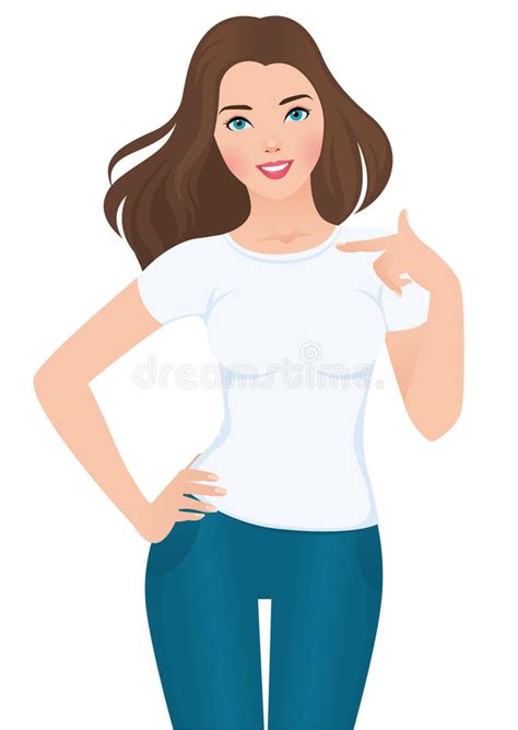 Menina Em Um T Shirt Vazio Branco No Fundo Branco Isolado Ilustração Do