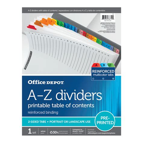 Office Depot Table Of Contents Customizable Index With Preprinted Tabs