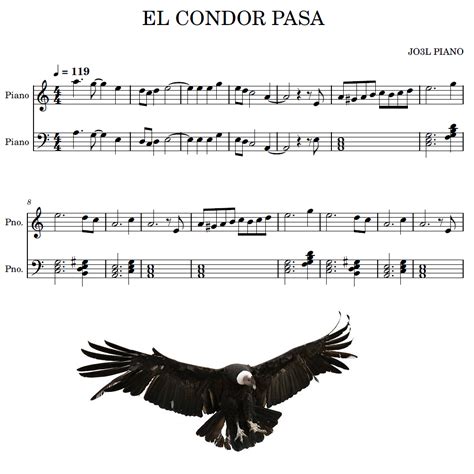 Partitura Piano FÁcil De El Cóndor Pasa Joel Rojas Valle Hotmart