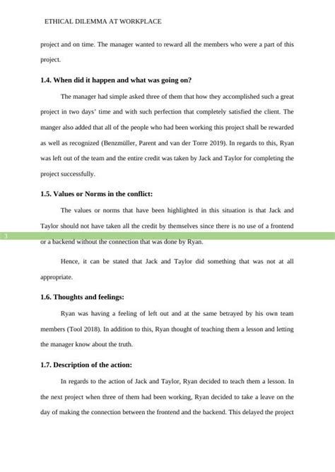 Ethical Dilemma At Workplace Assignment