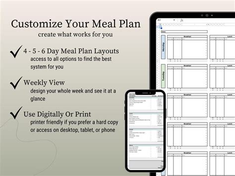 Digital Macro And Micro Meal Planner Editable Macro Meal Plan Template
