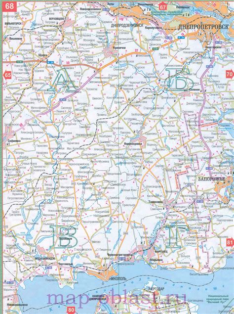 Подробная карта днепропетровской области украины