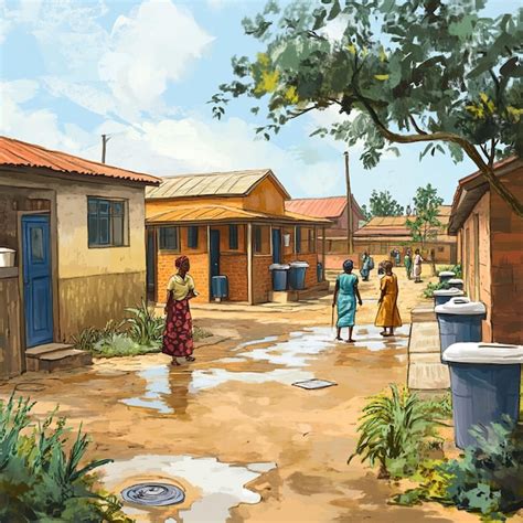 A Community Scene With Clean And Accessible Public Toilets And