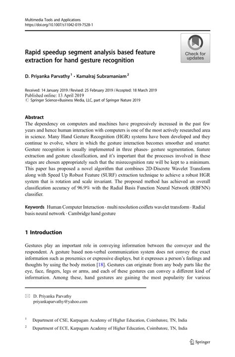 pdf rapid speedup segment analysis based feature extraction for hand