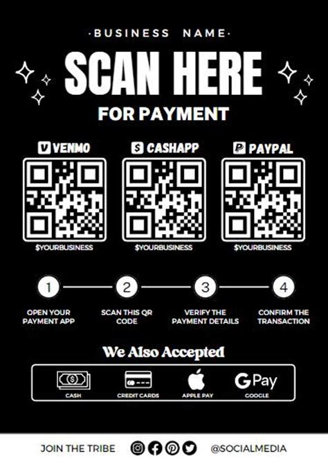 Business Qr Code Bundle Tip Jar Scan To Pay Price List Editable