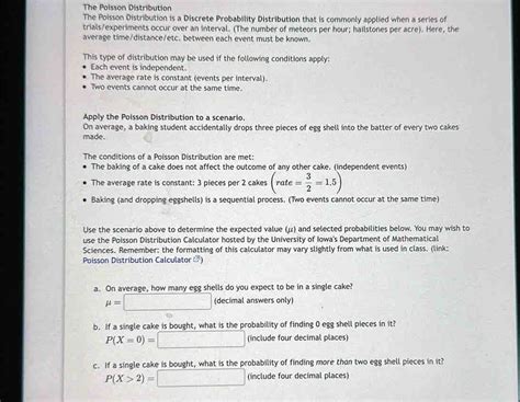 Solved The Poisson Distribution The Poisson Distribution Is A Discrete