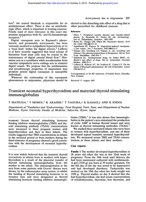 Pdf Transient Neonatal Hyperthyroidism And Maternal Thyroid Stimulating Immunoglobulins