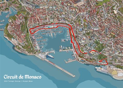 Illustrated Map Of The Monaco Circuit 2022 Milhaud Maps