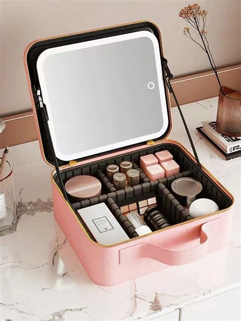 Makeup Bag With Led Mirror And Travel Makeup Train Case Cosmetic